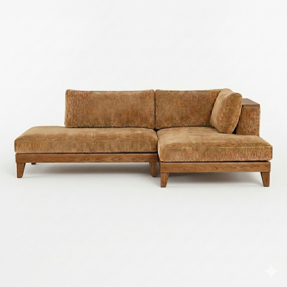 BAY SOFA 64 WSTR カーキ｜背面テーブル付きコーデュロイソファ｜BEACH FURNITURE
